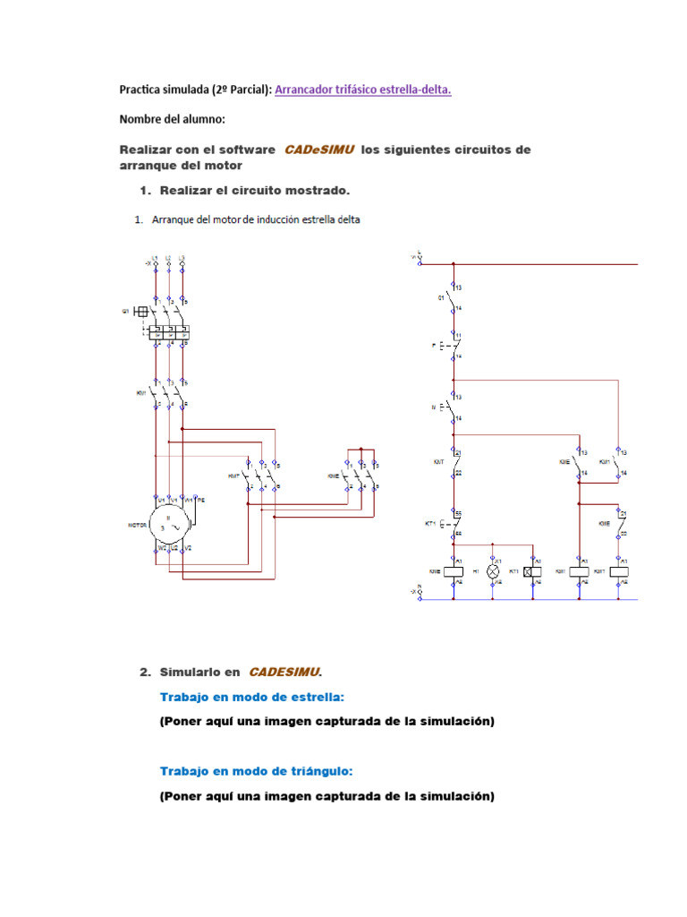 Practica_(2o Parcial) Arrancador_Estrella_Delta_con_CADeSIM (1) | PDF