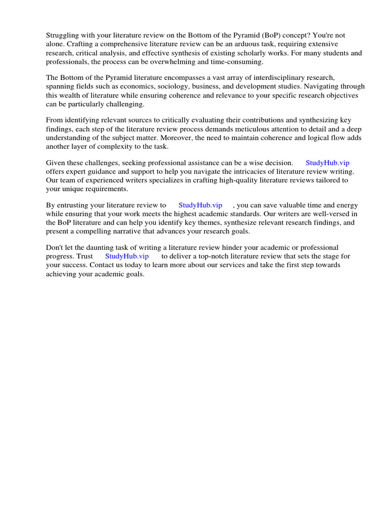 Bottom of The Pyramid Literature Review | PDF