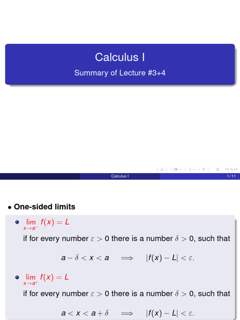 Calculus I - Summary of Lecture #3+4 | PDF
