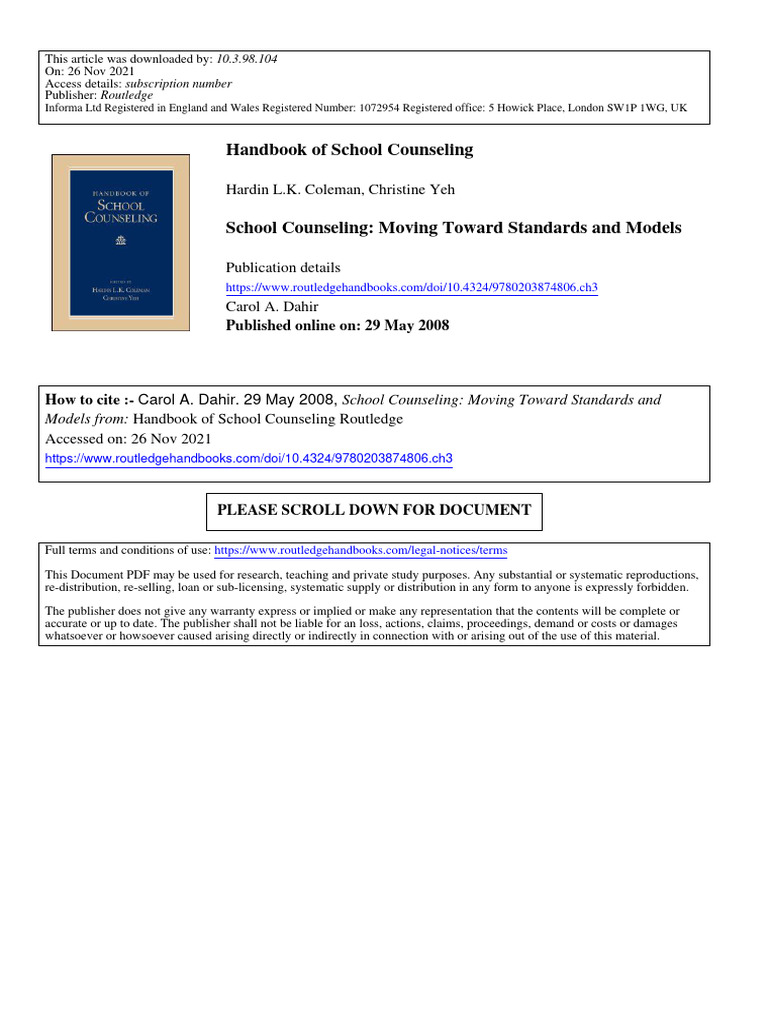 School Counseling Standards and Models | PDF | School Counselor ...