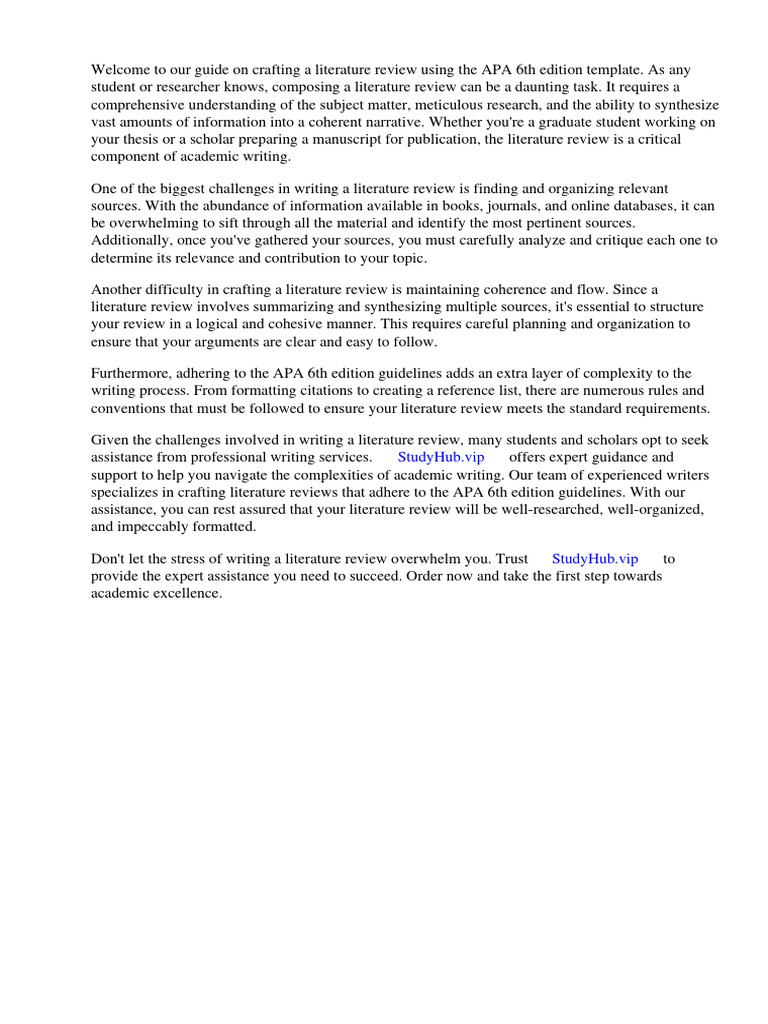 Literature Review Apa Template 6th Edition | PDF | Apa Style ...