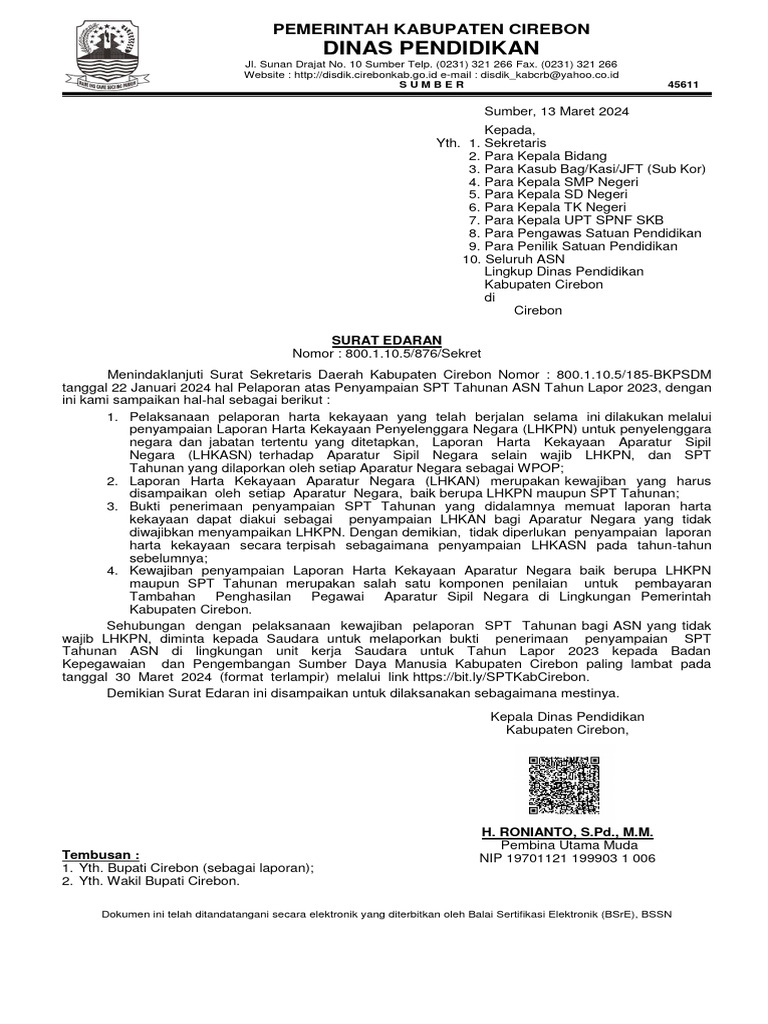 13 - 03 - 2024 - Surat Edaran Bukti Pelaporan SPT Tahun Lapor 2023 - Signed | PDF