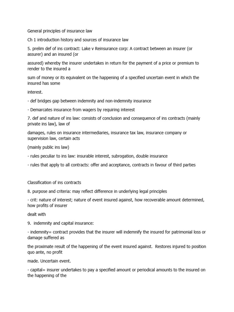 Insurance Notes | PDF | Insurance | Surety