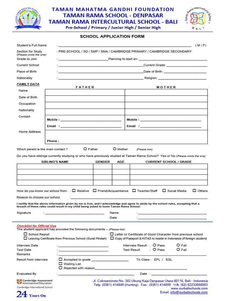 School Application Form TRS-TRIS 2023 | PDF | Indonesian Language | Childhood