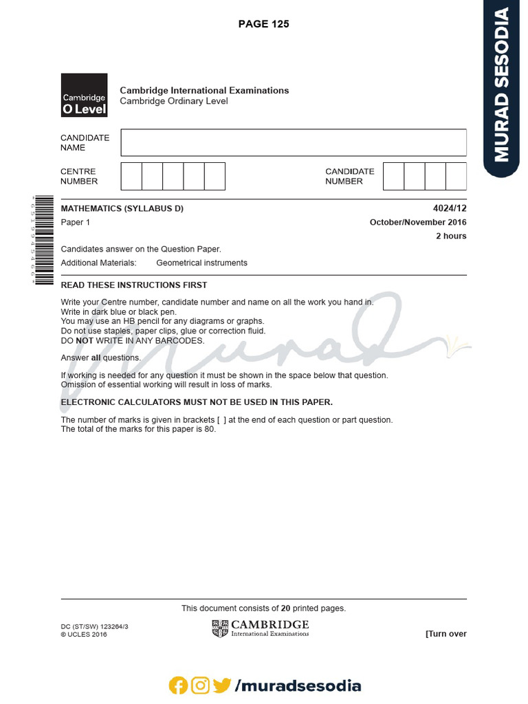 O Level Maths P1 Part 4 | PDF | Euclidean Geometry | Elementary Geometry
