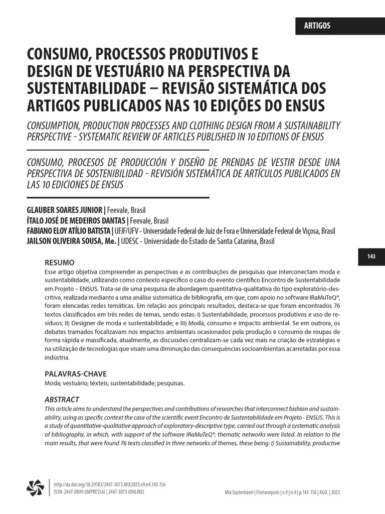 CONSUMO, PROCESSOS PRODUTIVOS E | PDF | Sustentabilidade | Moda