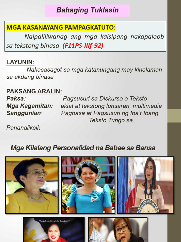 Mga Kasanayang Pampagkatuto:: Bahaging Tuklasin | PDF