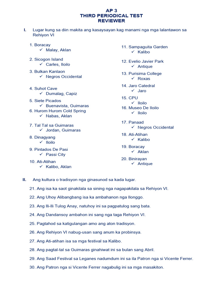 AP3 Third Periodical Test Reviewer | PDF