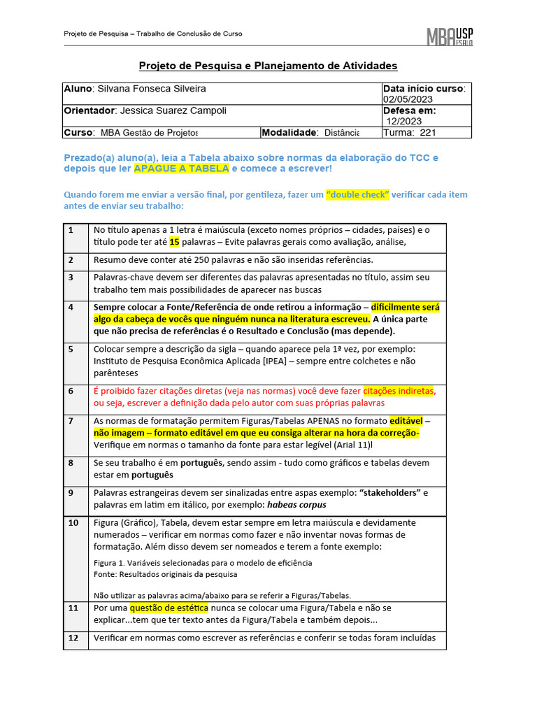 Normas para TCC MBA USP ESALQ | PDF | Método científico