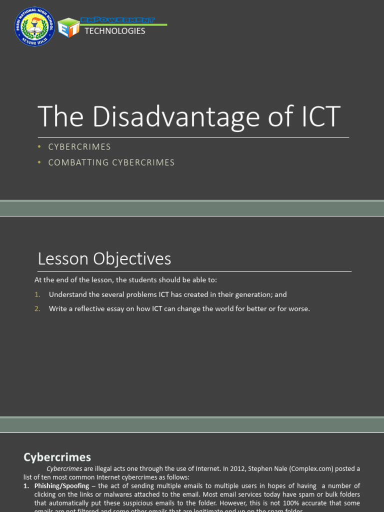 The Disadvantage of ICT | Download Free PDF | Cybercrime | Copyright ... The Disadvantage of ICT | Download Free PDF | Cybercrime | Copyright ...