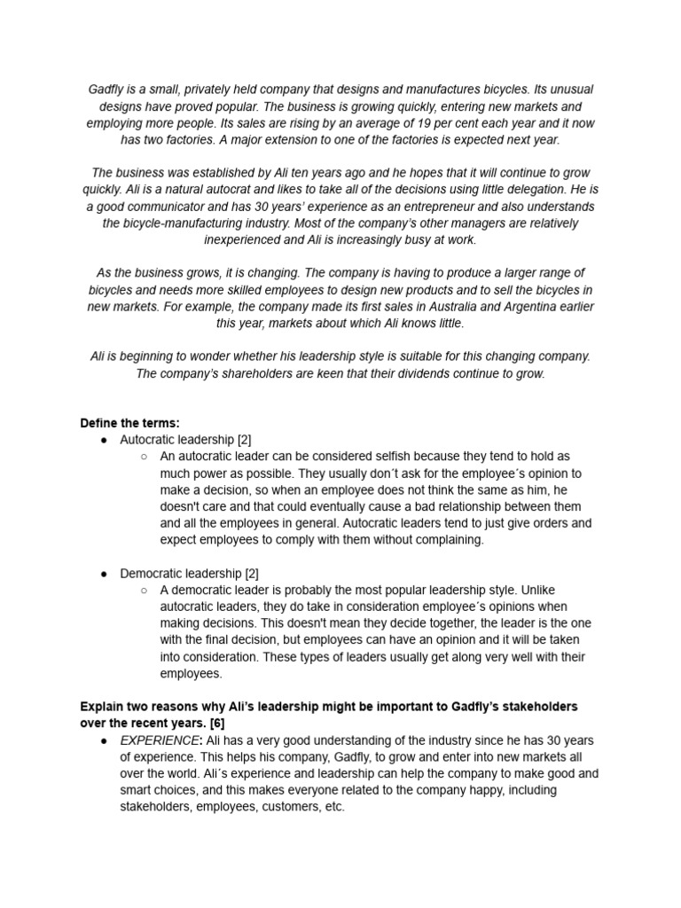 BUS - Case Study | Download Free PDF | Leadership | Economies