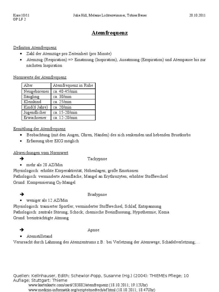Atemfrequenz | PDF