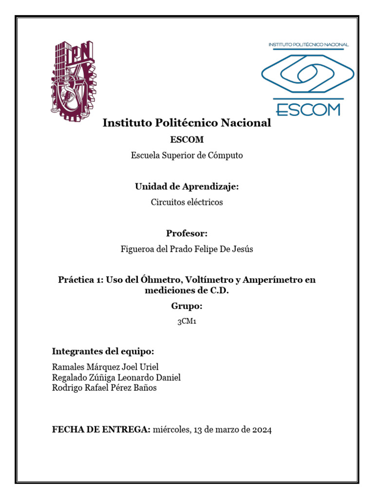Practica 1. Uso Ohmmetro | PDF | Corriente eléctrica | Resistencia ...