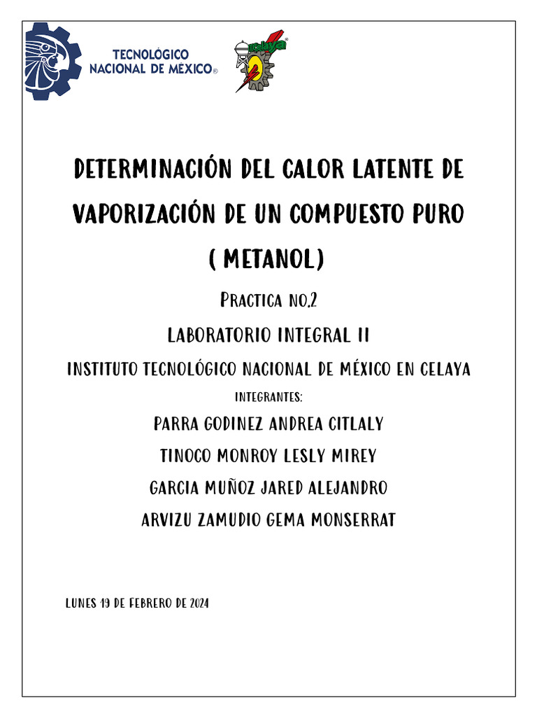 Calor Latente de Vaporizacion - Practica 2 - Equipo 2 | PDF