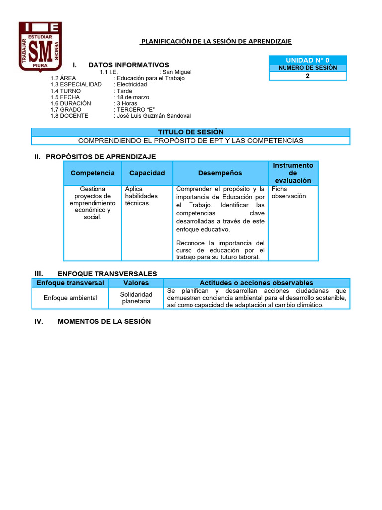 Sesión Ept 02 | PDF | Aprendizaje | Maestros