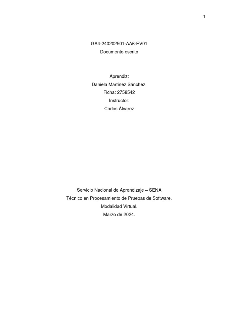 Evidencia GA4-240202501-AA6-EV01. Documento Escrito | PDF