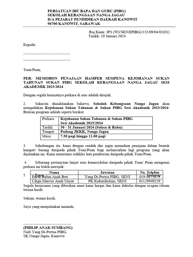 Surat Memohon Penajaan Tuai Rumah | PDF