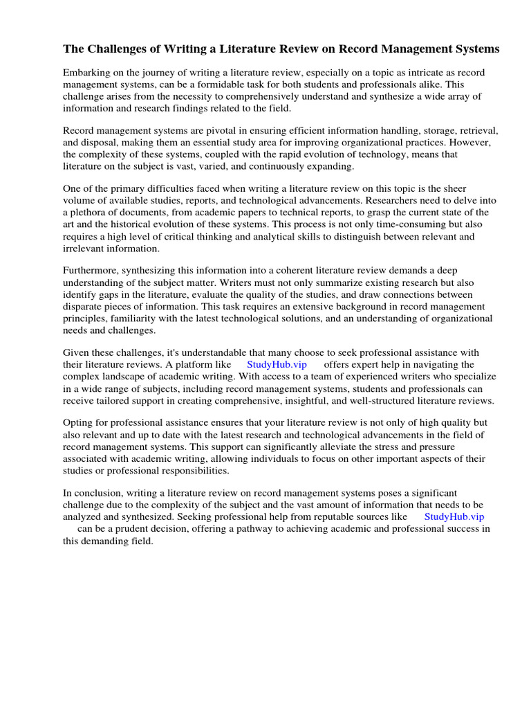 Review Related Literature Record Management System Pdf Records Management Software