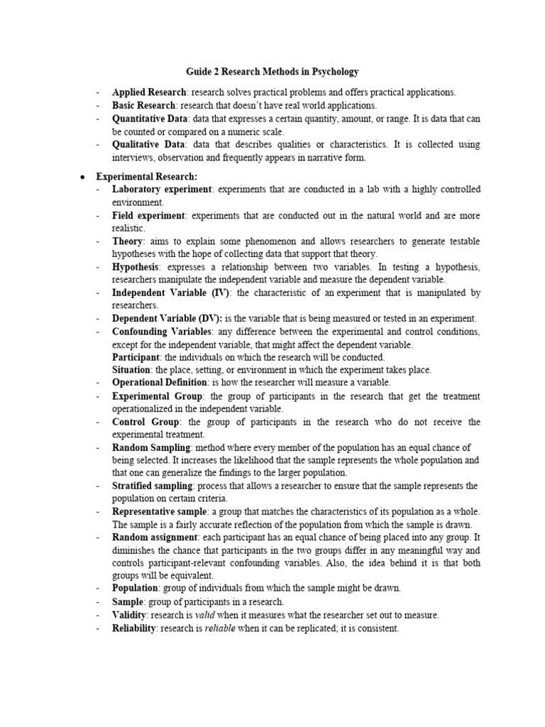 Guide#2 Research Methods in Psychology | PDF