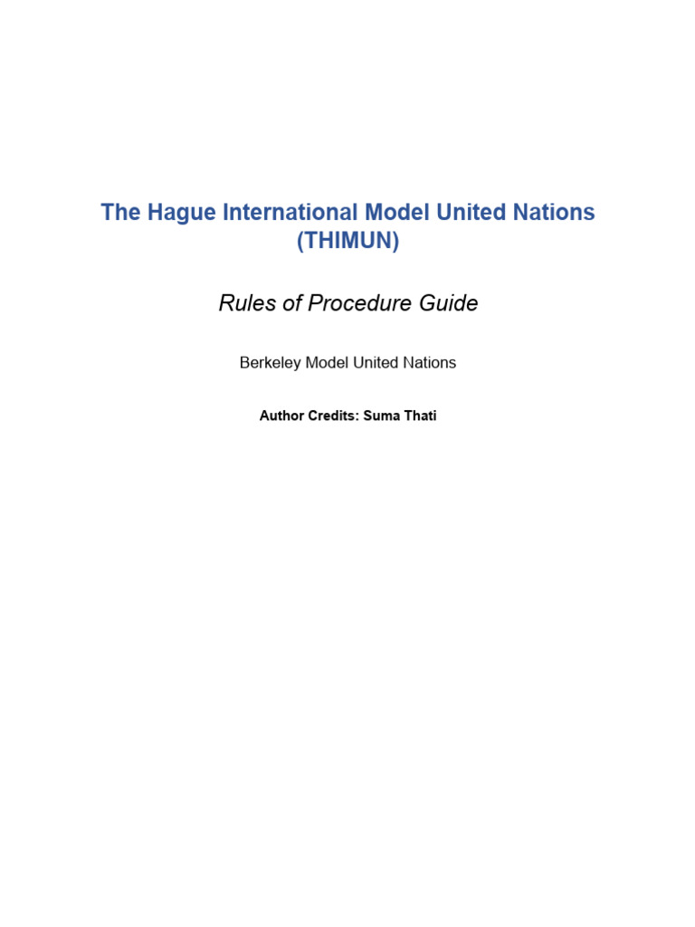THIMUN Procedure Guide | PDF | Committee | Meetings