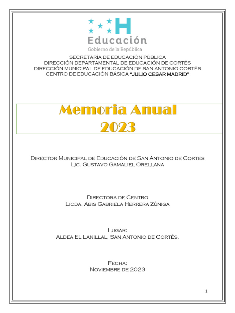 Memoria Anual Julio Cesar Madrid | PDF | Escuelas | Plan de estudios