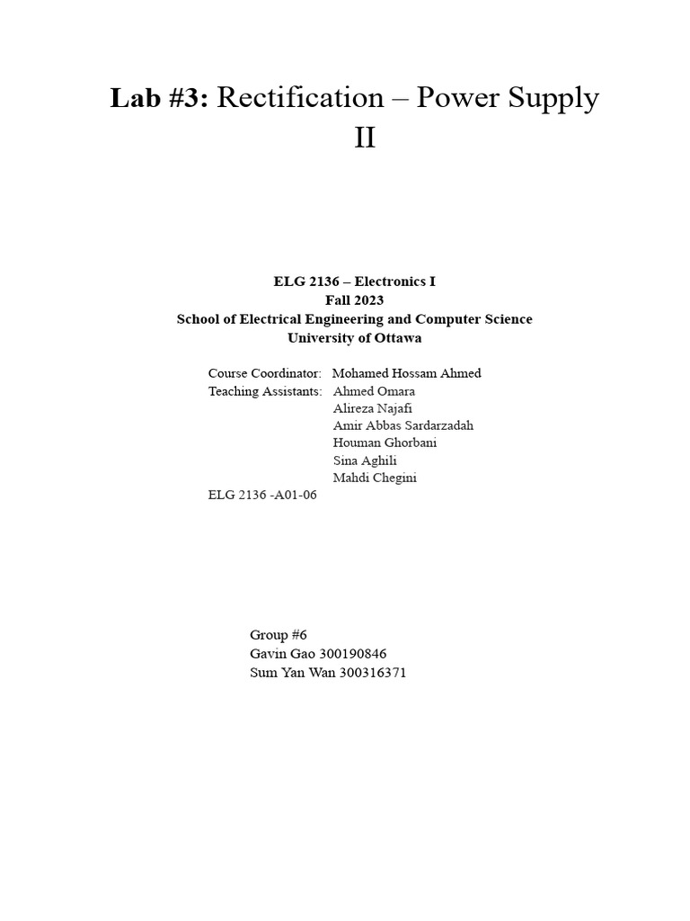 Elg2136 Lab3 Report Pdf Rectifier Capacitor 