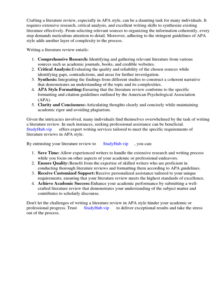 Apa Style Literature Review | PDF