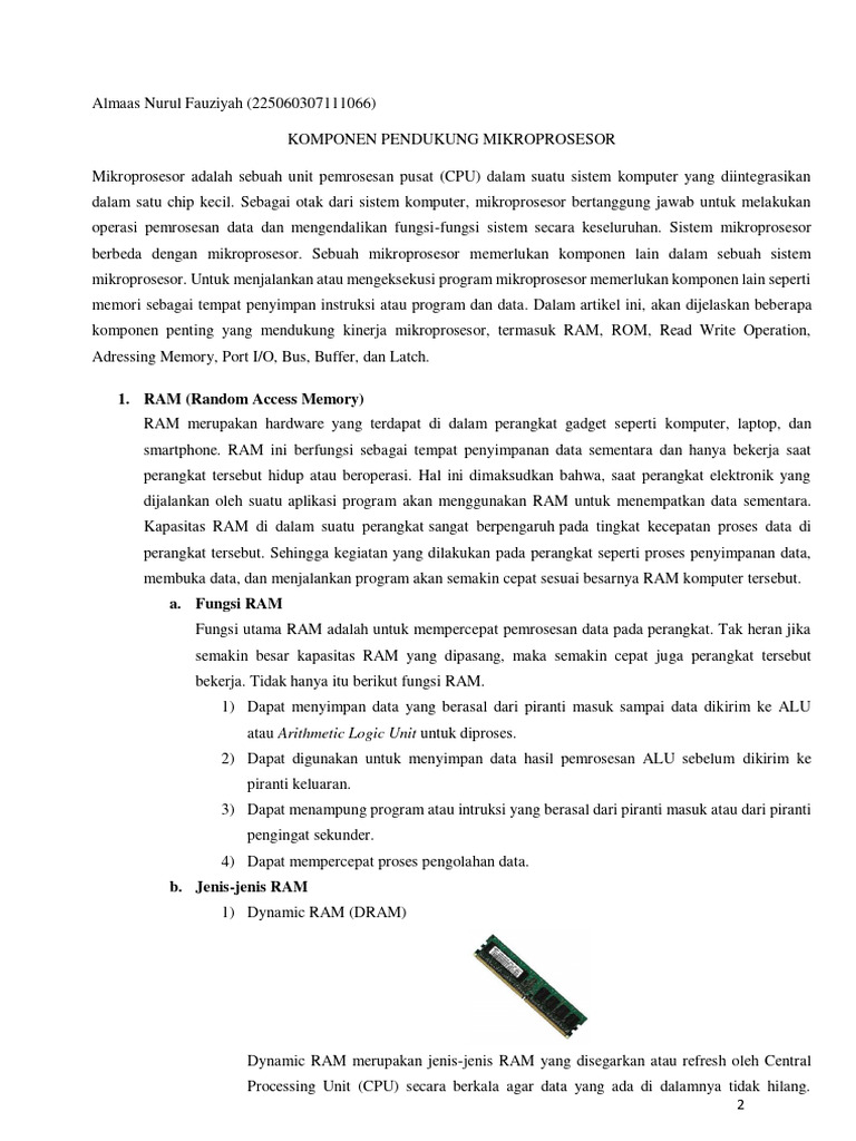 Komponen Penting Mikroprosesor dan RAM | PDF