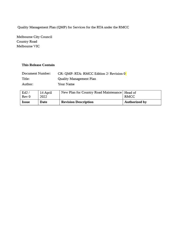 Quality Management Plan | PDF | Audit | Records Management