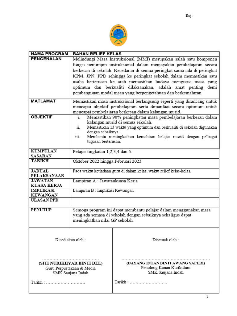 KERTAS KERJA BAHAN RELIEF KELAS 2022 | PDF