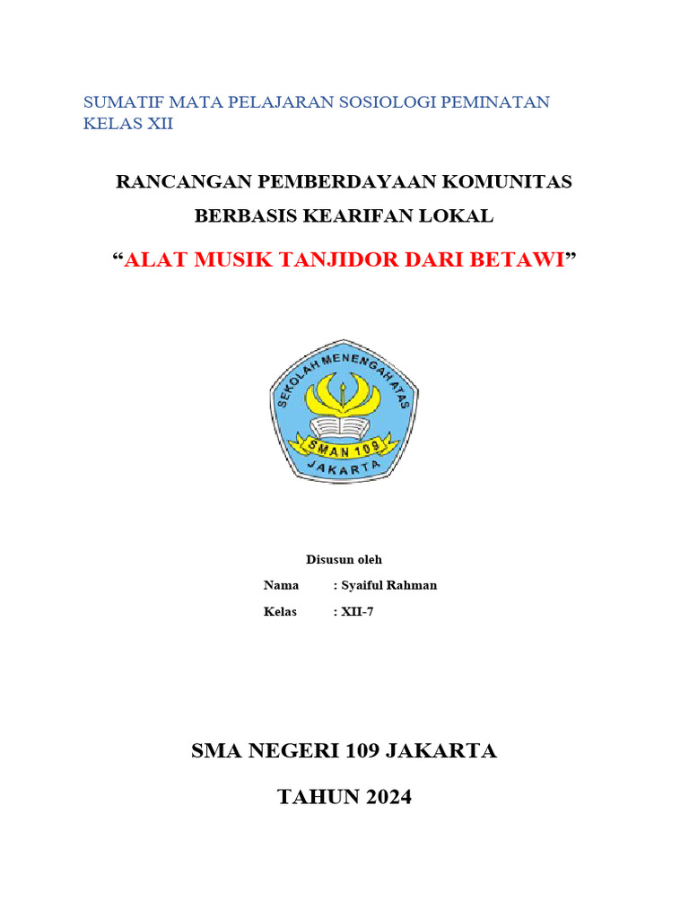 RANCANGAN PEMBERDAYAAN KOMUNITAS BERBASIS KEARIFAN LOKAL (Syaiful ...