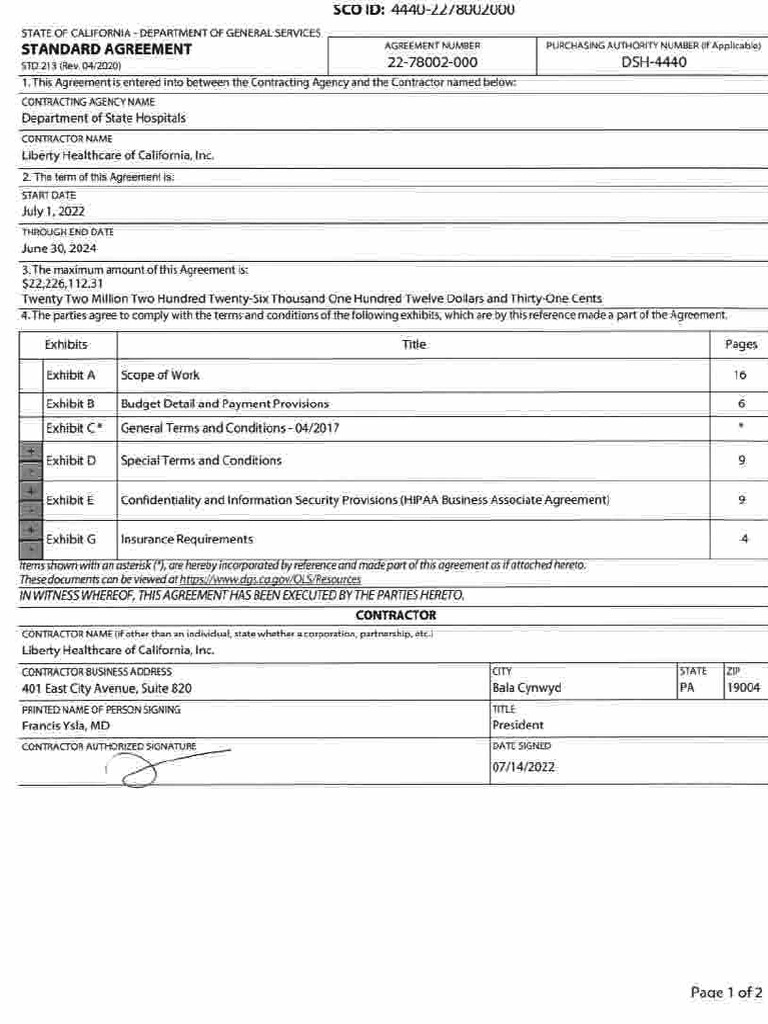Current Liberty Healthcare Contract | PDF | Patient | Psychiatry