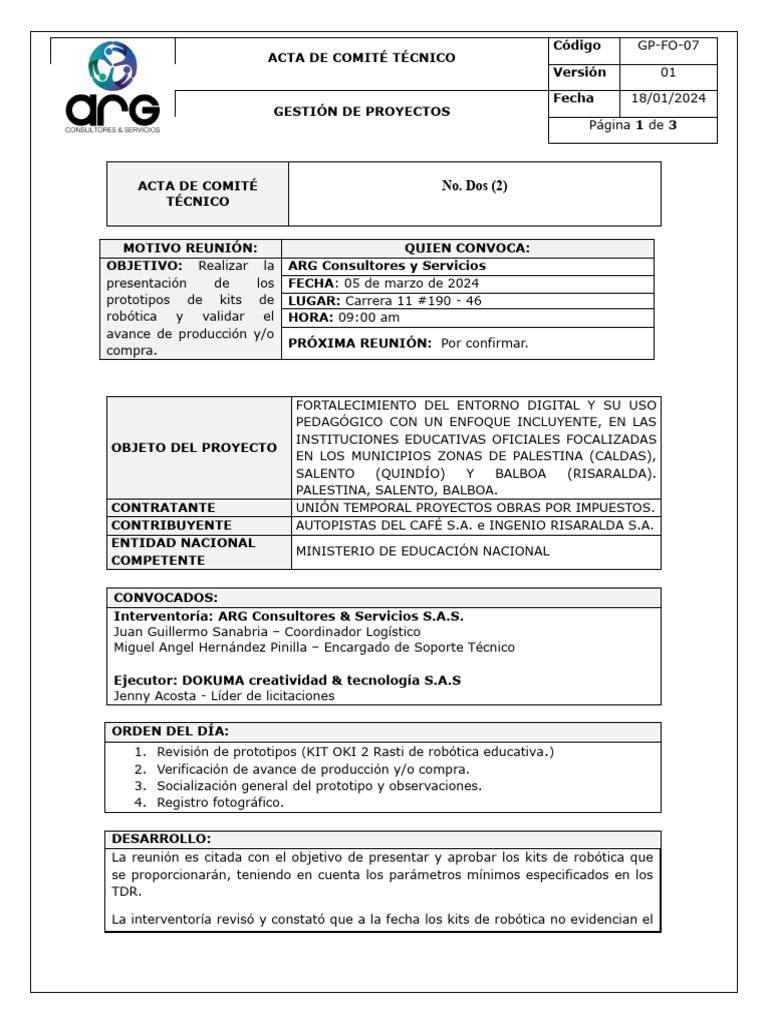 Acta de Comite Tecnico 2 DOKUMA | PDF | Informática Acta de Comite Tecnico 2 DOKUMA | PDF | Informática