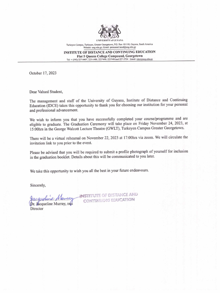 Graduation Letter (Students) | PDF