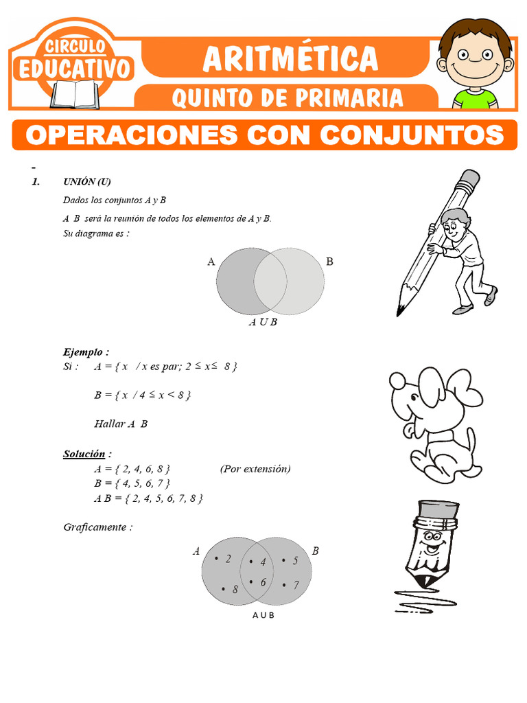 Ejercicios-de-Operaciones-con-Conjuntos-para-Quinto-de-Primaria | PDF