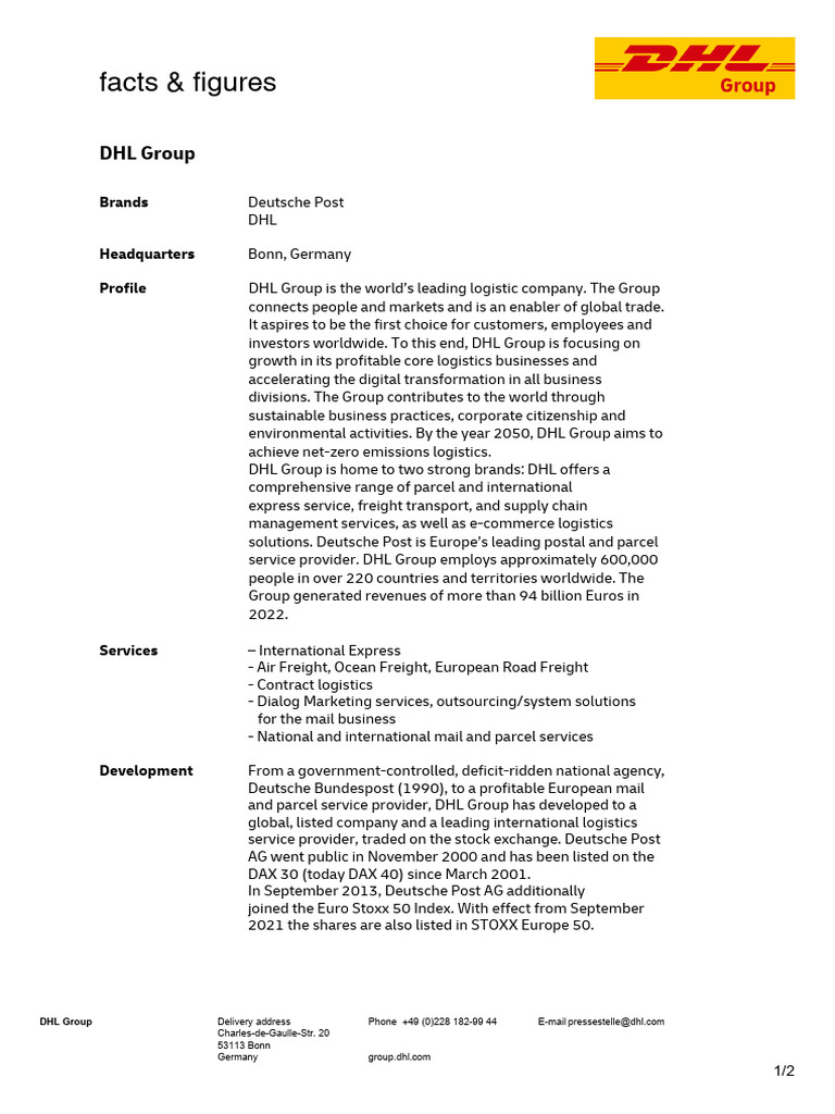 Fact Sheet DHL Group 072023 | PDF