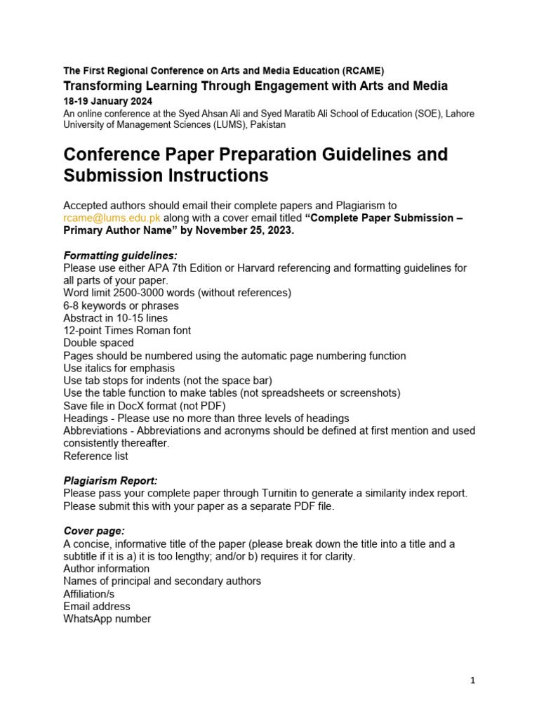 RCAME 2024 Paper Submission Guidelines | PDF | Methodology | Cognition