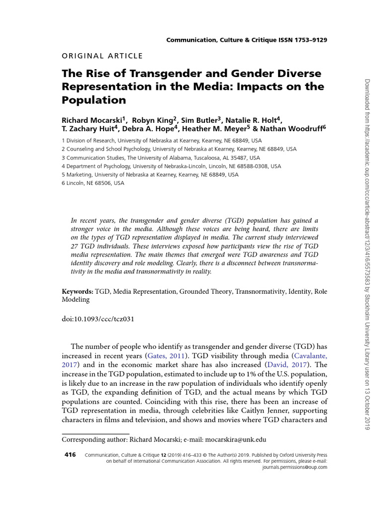 The Rise of Transgender and Gender Diverse Representation in The Media ...
