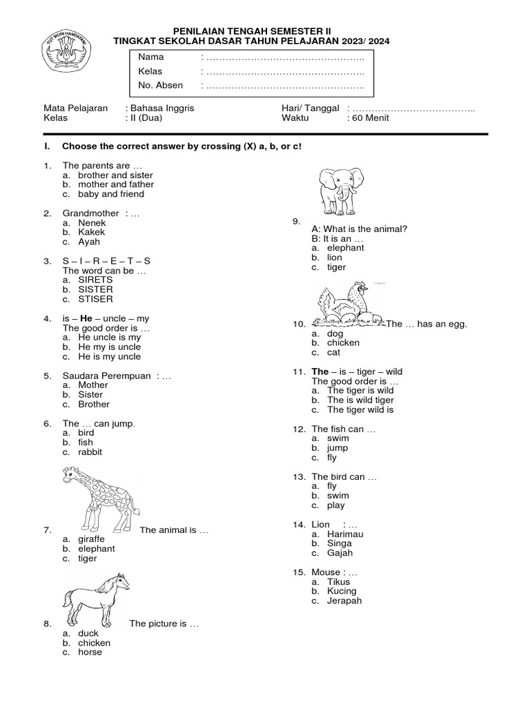 PTS 2 Kelas 2 2024 | PDF