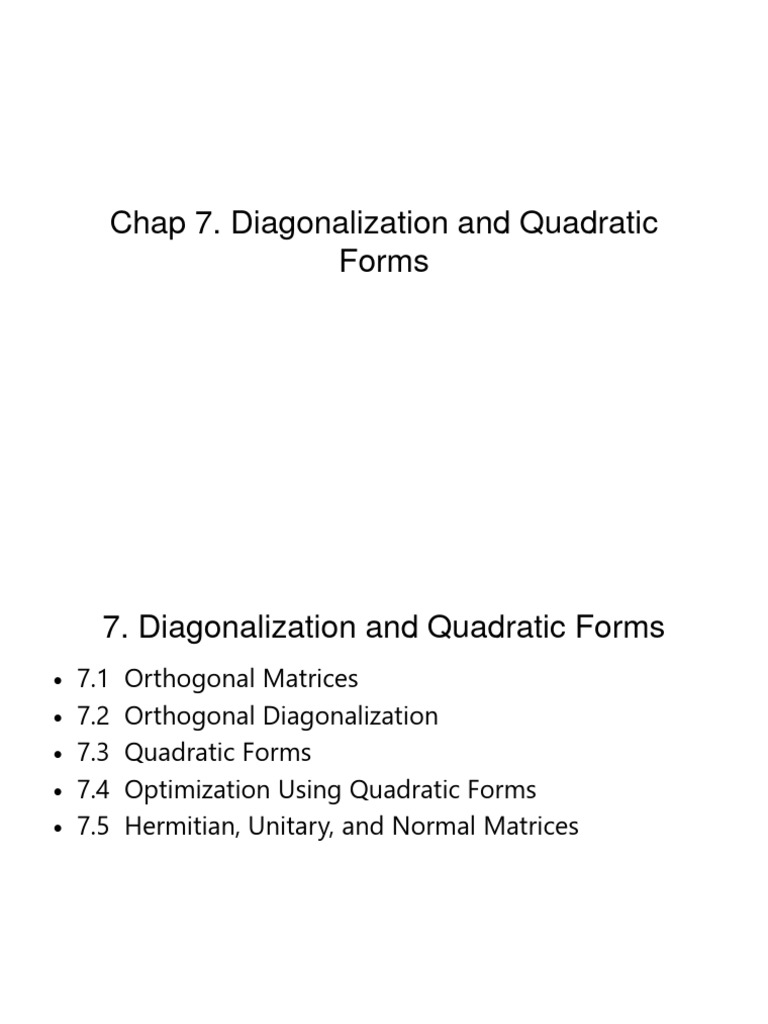 Chap7 - Diagonalization and Quadratic Forms | PDF | Matrix (Mathematics) | Eigenvalues And ...