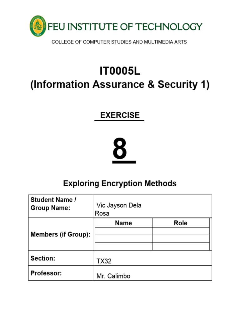 IT0005-Laboratory-Exercise-4 - Exploring Encryption Methods | PDF | Encryption | Key (Cryptography)