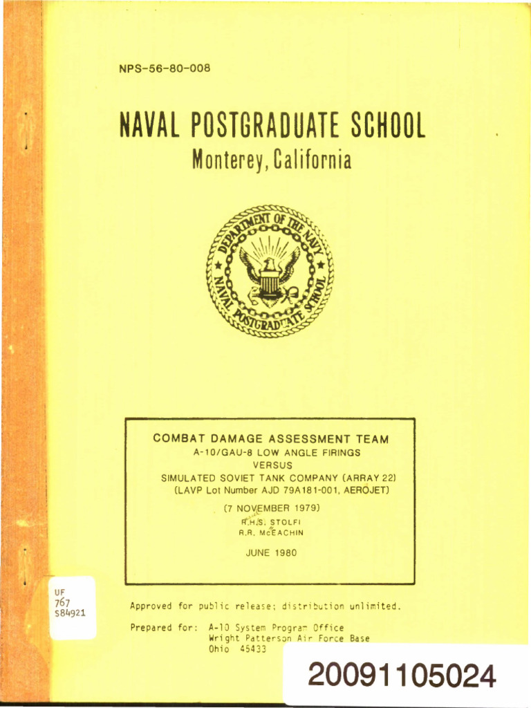 Combat Damage Assessment Team A-10/gau-8 Low Angle Firings Versus ...