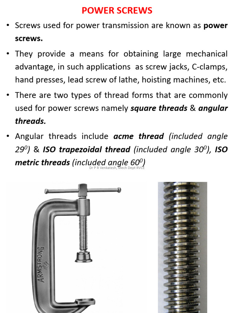 Power Screws (Corrected) | PDF | Screw | Machines