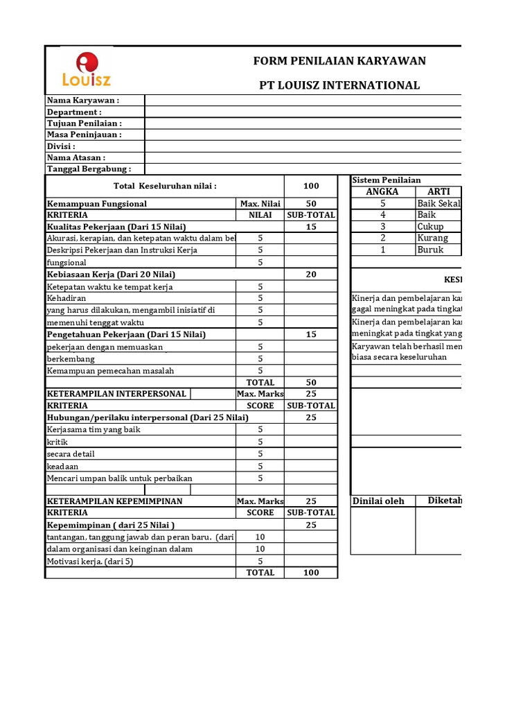 Form Penilaian | PDF