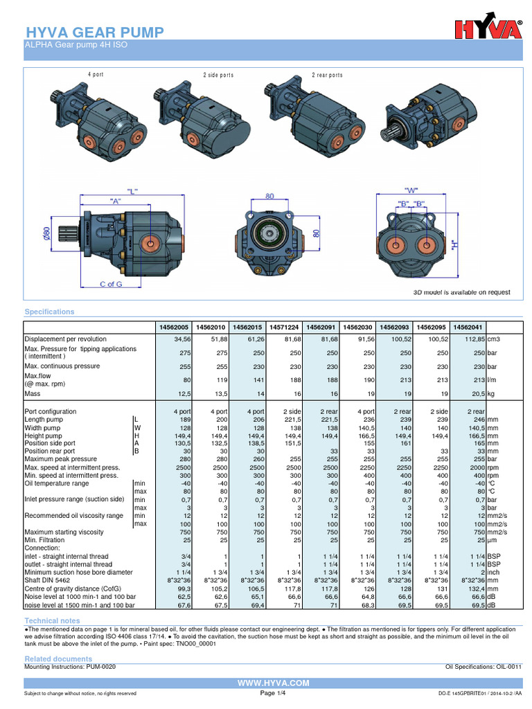 HYVA Gear Pump WT HOPE | PDF | Pump | Mechanical Engineering