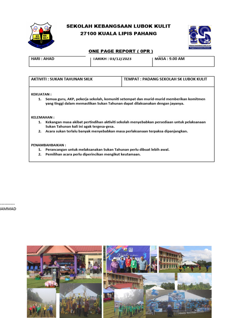 Pelaporan Aktiviti (Opr) 1 | PDF