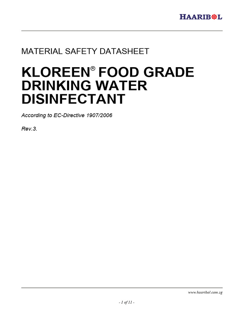 1.05 HAARIBOL - KLOREEN - MSDS Ver.3 | PDF | Sodium | Water