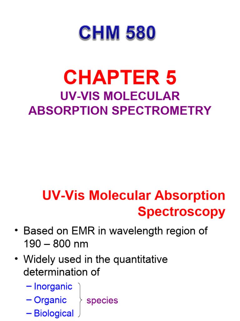 Chapter 5 - UV-Vis | PDF | Ultraviolet–Visible Spectroscopy | Absorption Spectroscopy
