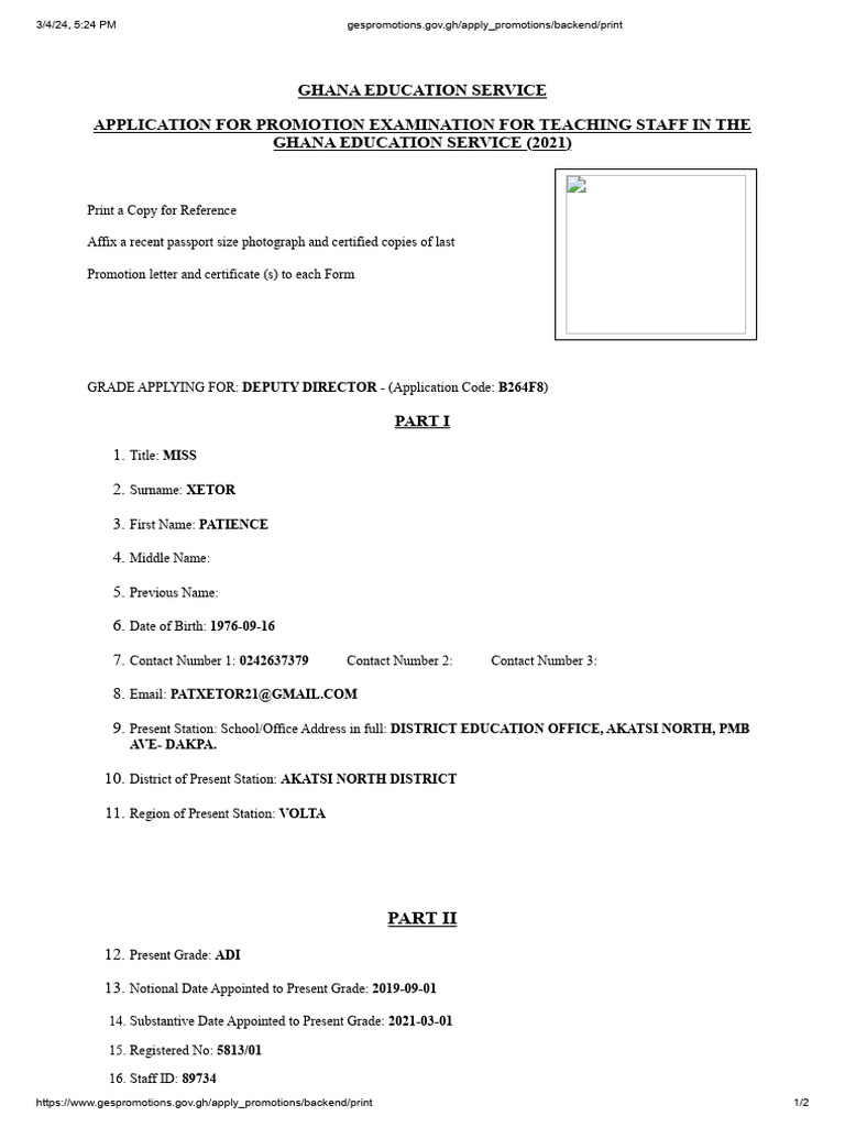 Gespromotions - Gov.gh Apply Promotions Backend Print | PDF ...