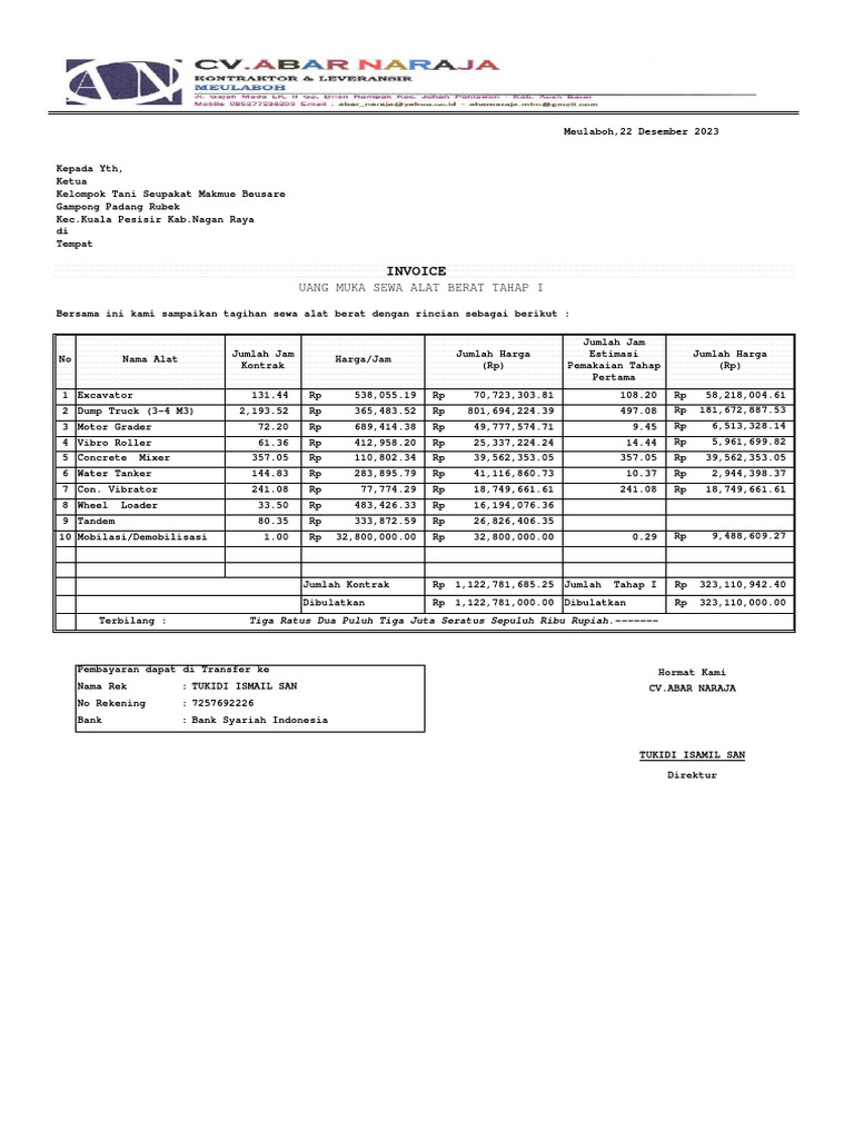 Invoice Alat Berat OK | PDF